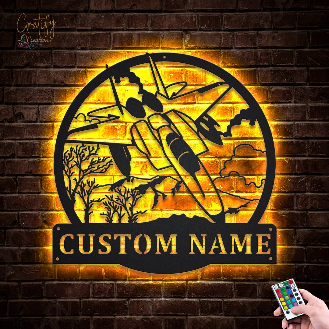 Jet Fighter Metal Sign LED Lights V1, Custom Jet Fighter Metal Sign ...