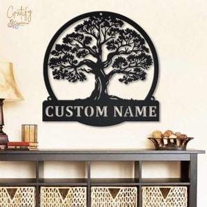Oak Tree Metal Sign LED Lights V5, Custom Oak Tree Family Metal Signs ...