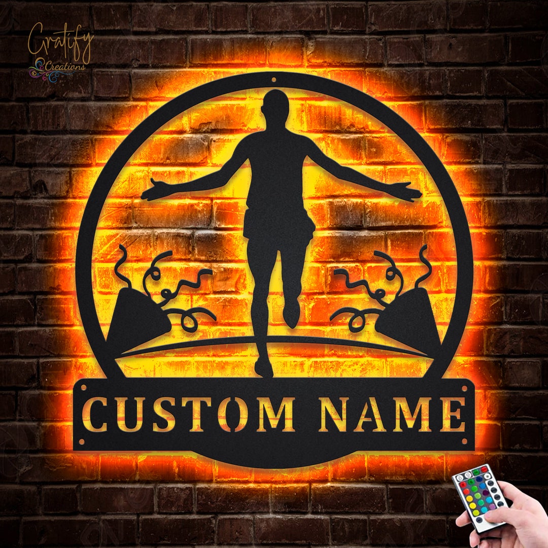 Marathon Sport Metal Sign LED Lights, Custom Marathon Sport Metal Sign ...