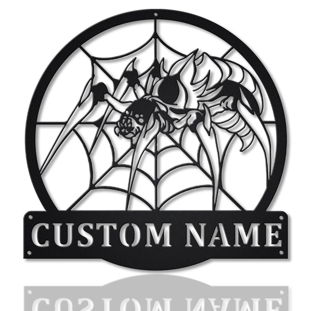 Personalized Spider Monogram Metal Sign Art | Custom Spider Monogram ...