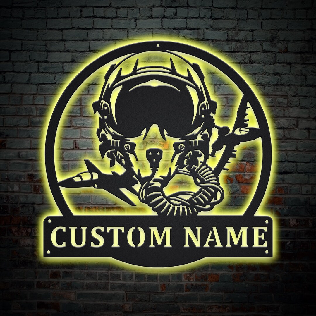 Personalized Fighter Pilot Metal Sign With LED Lights V2,custom Fighter ...