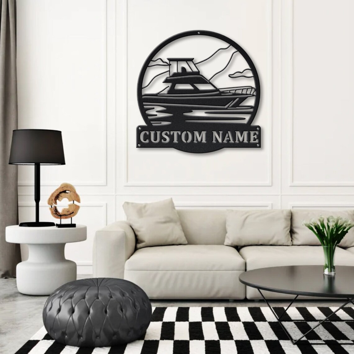 Lobster Boat Metal Wall Art LED Lights V1, Custom Lobster Boat Metal ...