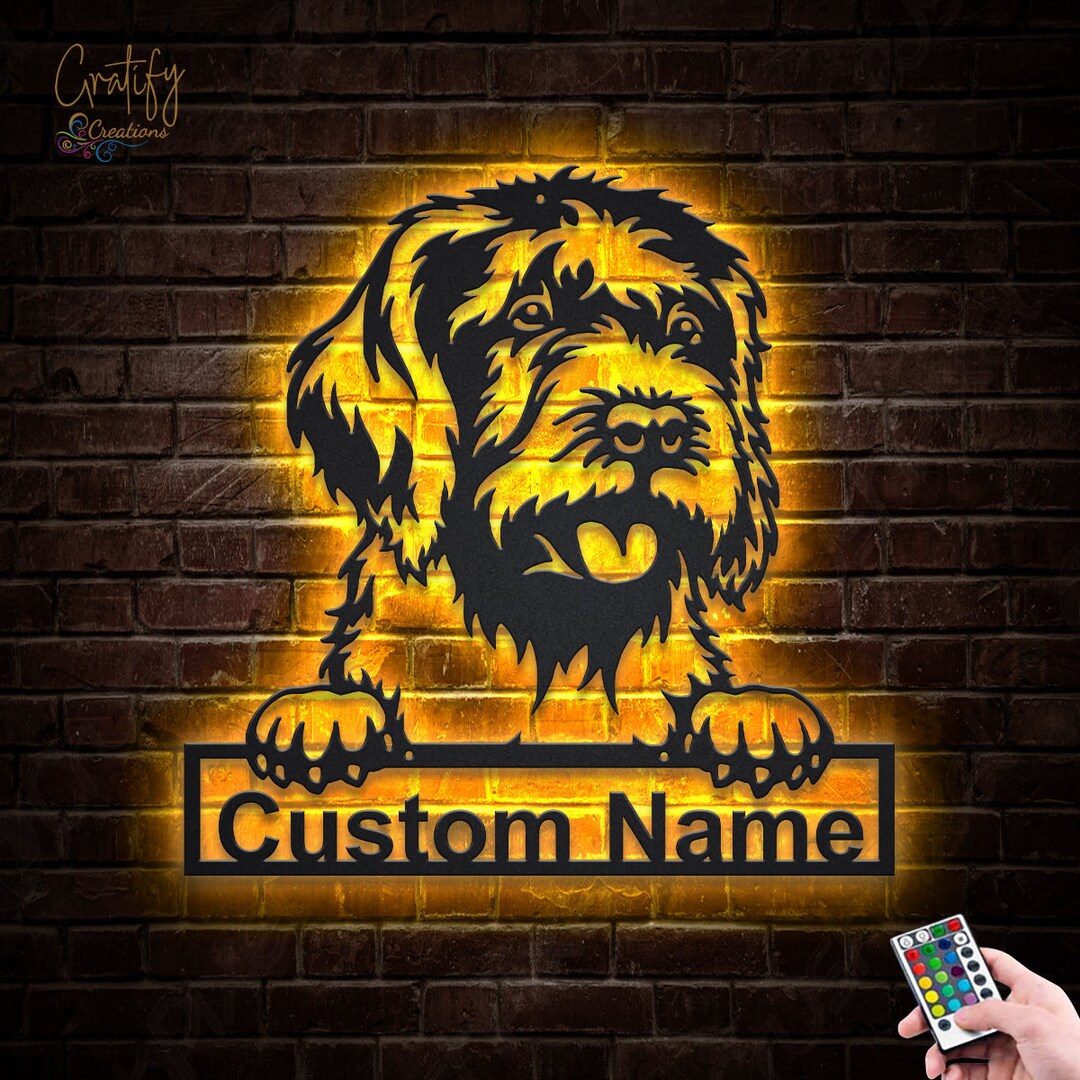Wirehaired Pointing Griffon Metal Sign With LED Lights, Custom ...