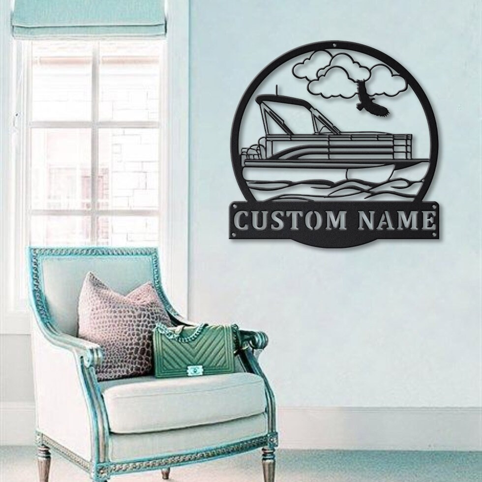 Custom Pontoon Boat Metal Signs Art, Custom Pontoon Boat Captian Metal ...