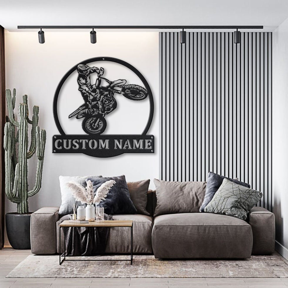 Custom Motocross Dirt Bike Monogram Metal Wall Art With LED - Etsy