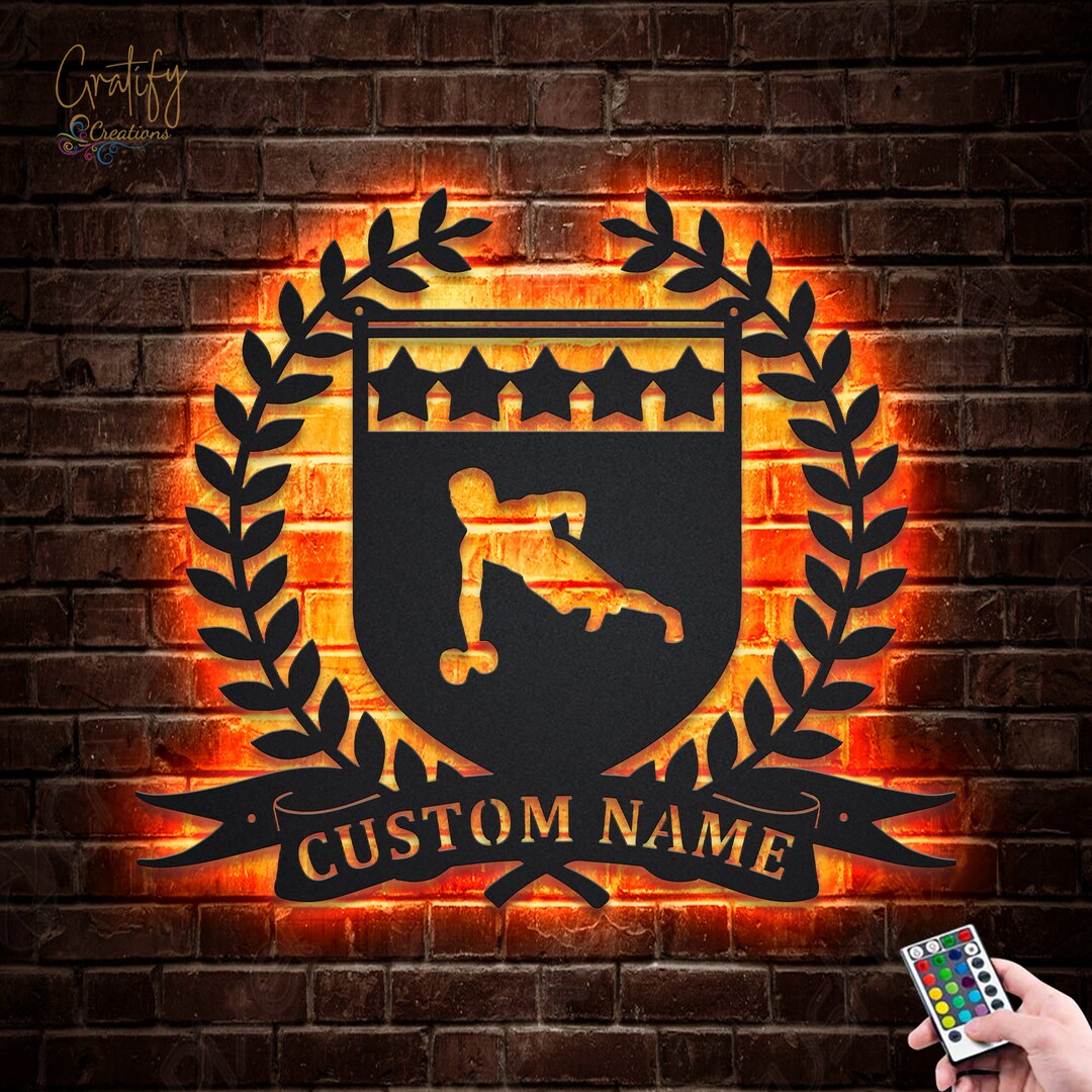 Gym Exercise Metal Wall Art LED Lights V5, Custom Bodybuilding Metal ...