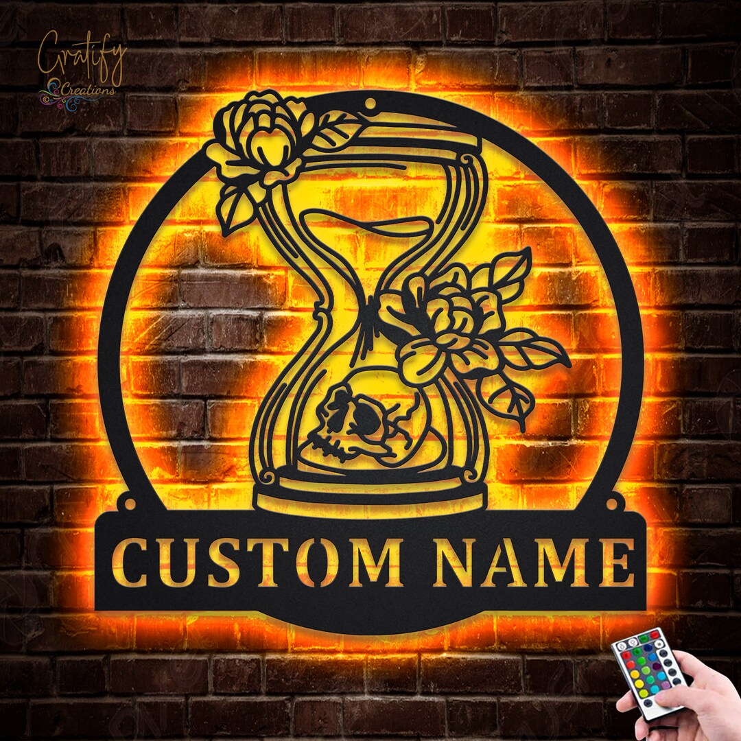 Hourglass Metal Wall Art LED Lights V4, Custom Hourglass Metal Wall ...