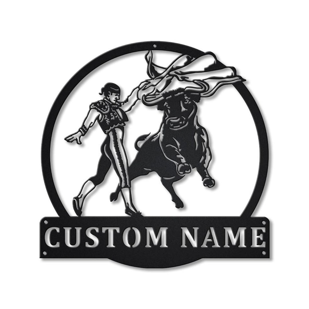 Bullfighting Monogram Metal Sign Art, Custom Bullfighting Metal Sign ...