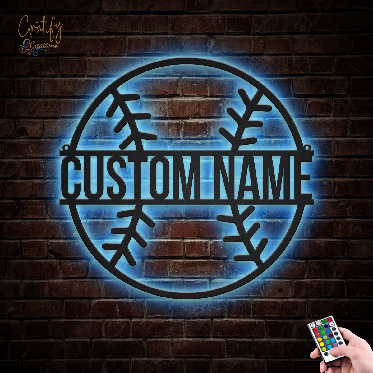Custom Baseball Ball Metal Wall Art With LED - Etsy