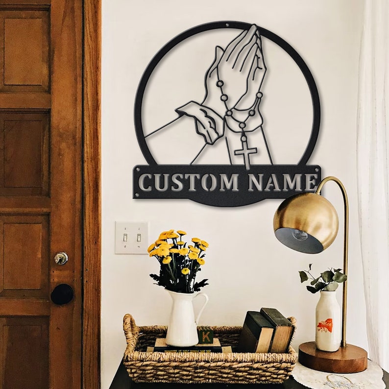 Praying Hands Metal Wall Art LED Lights V3, Custom Prayer Hands Metal ...