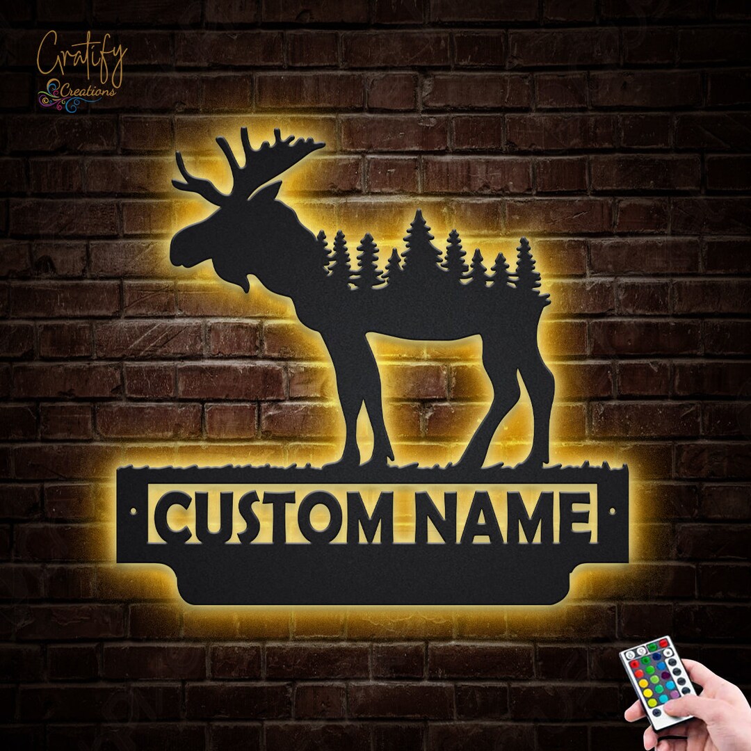 Animals With Forest Metal Sign LED Lights V2, Custom Animals With ...