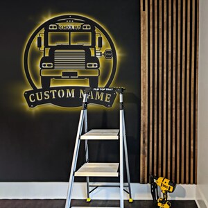 School Bus Driver Metal Sign LED Lights, Custom School Bus Driver Metal ...