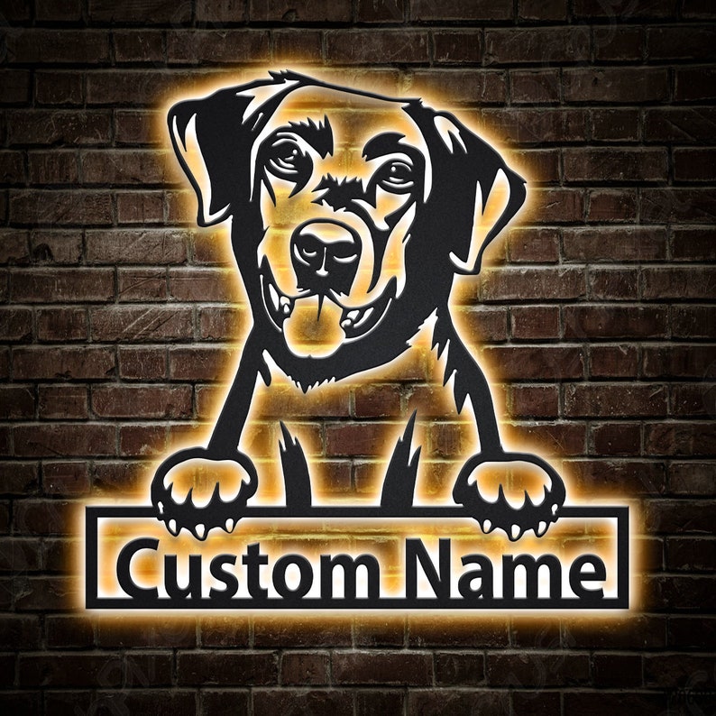 Personalized Labrador Retriever Dog Metal Sign With LED Lights ...