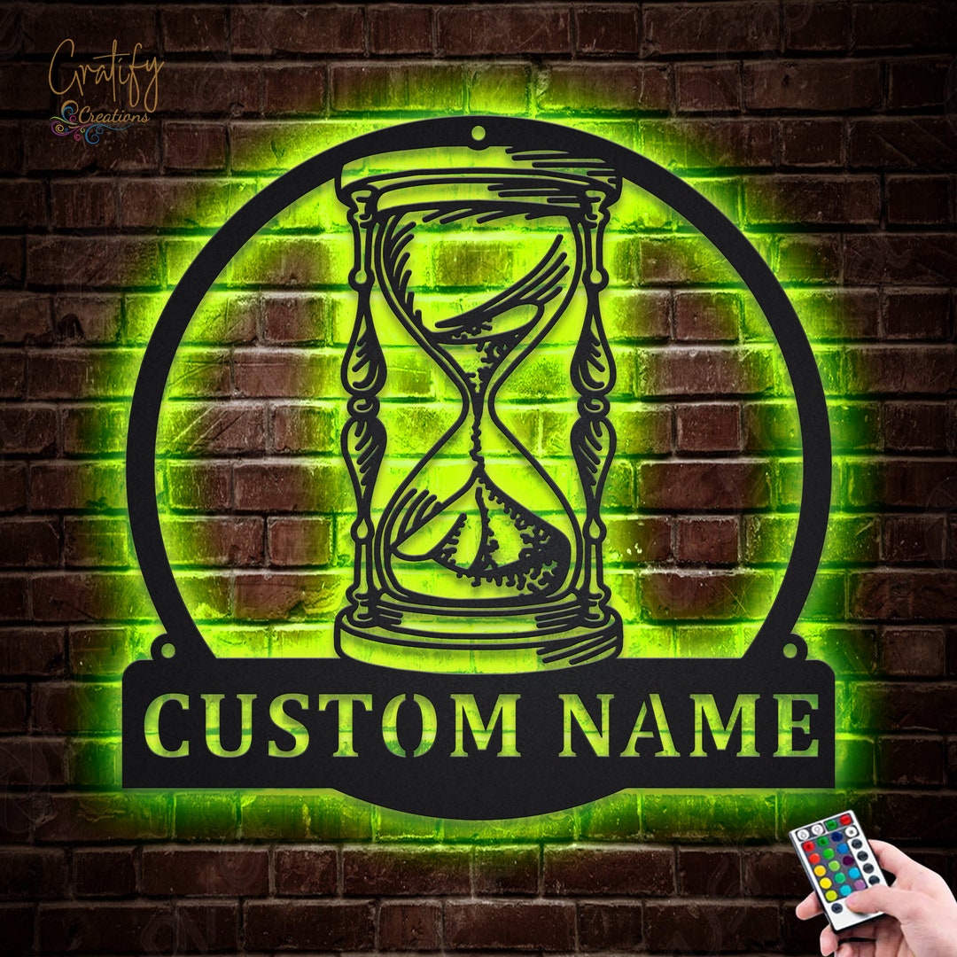 Hourglass Metal Wall Art LED Lights V1, Custom Hourglass Metal Wall ...