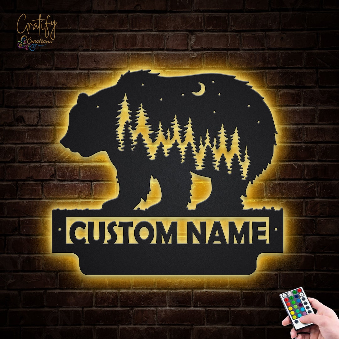 Animals With Forest Metal Sign LED Lights V1, Custom Animals With ...