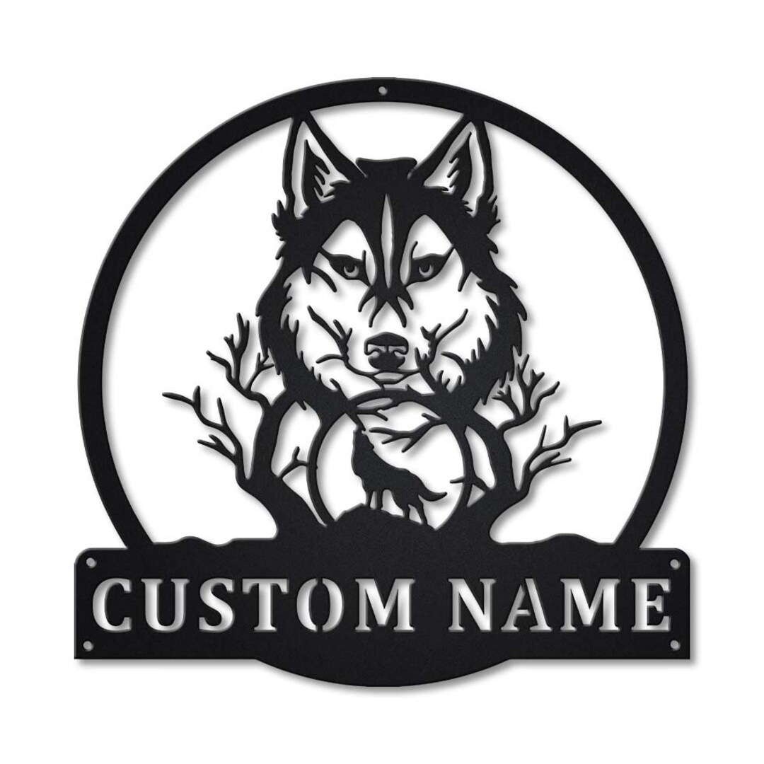 Custom Wolf Monogram Metal Sign Art, Personalized Wolf Monogram Metal ...