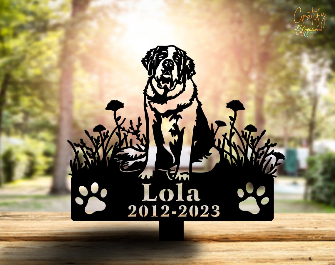 St. Bernards Dog Sign St. Bernards Dog Memorial Stake, Metal Stake ...