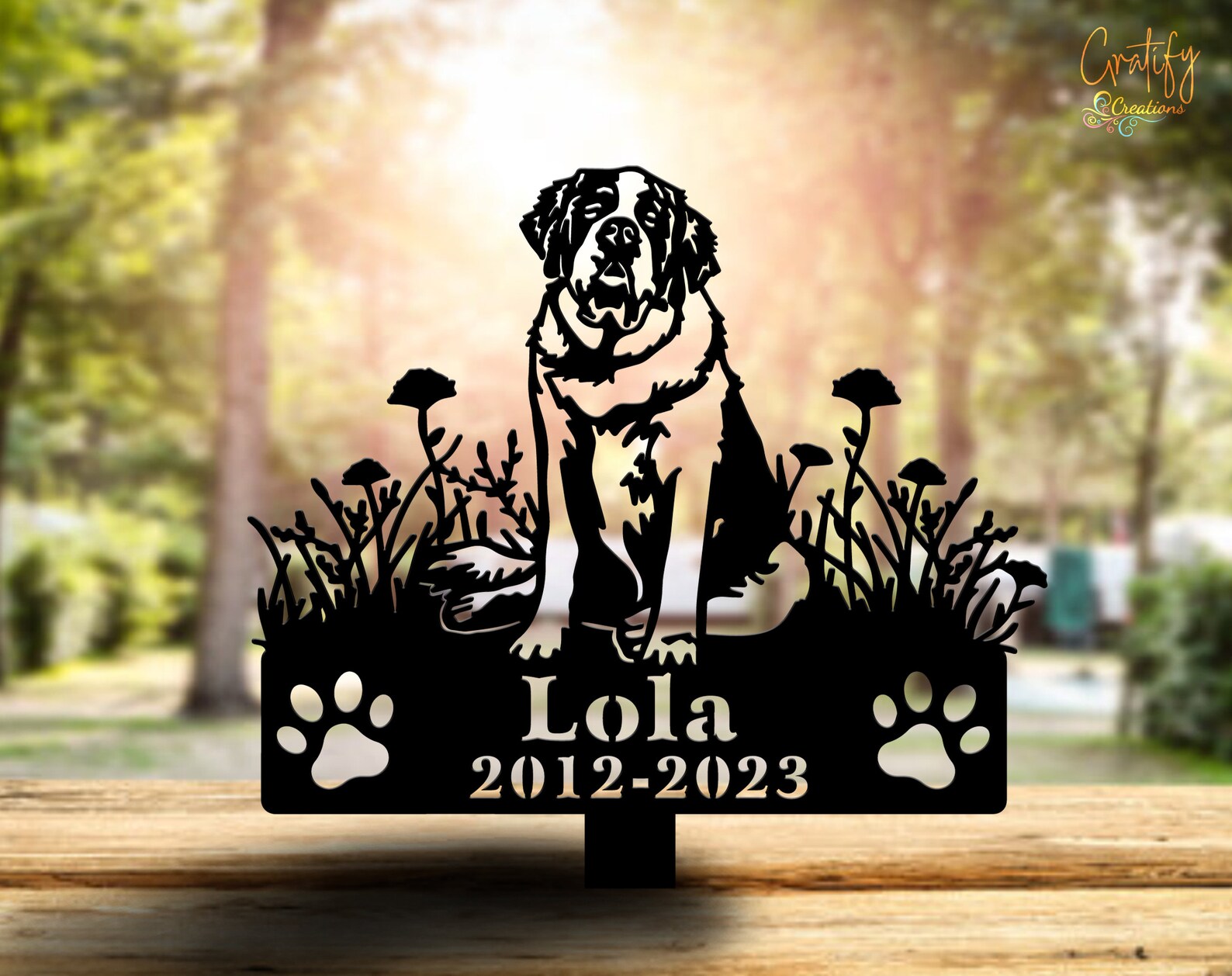 St. Bernards Dog Sign St. Bernards Dog Memorial Stake, Metal Stake ...