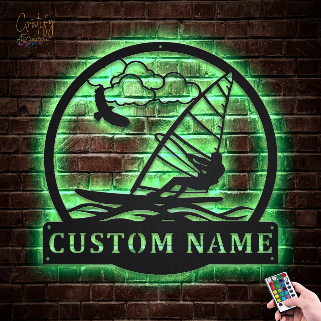 Windsurfing Metal Sign LED Lights, Custom Windsurfing Metal Sign ...