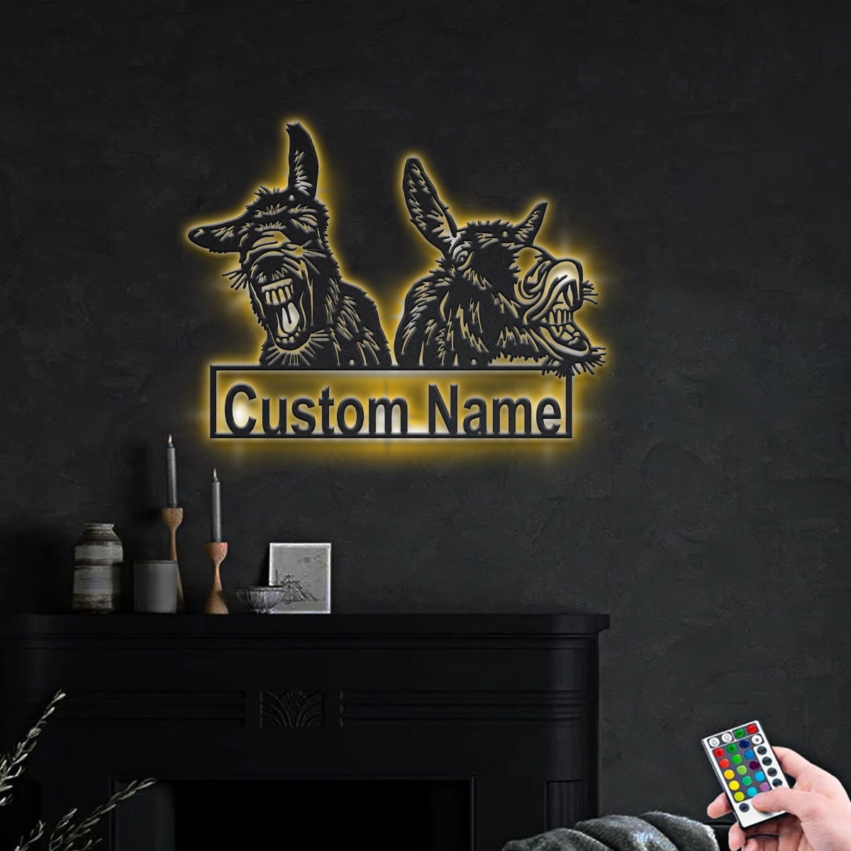 Personalized Donkey Funny Metal Sign With LED Lights, Custom Donkey ...