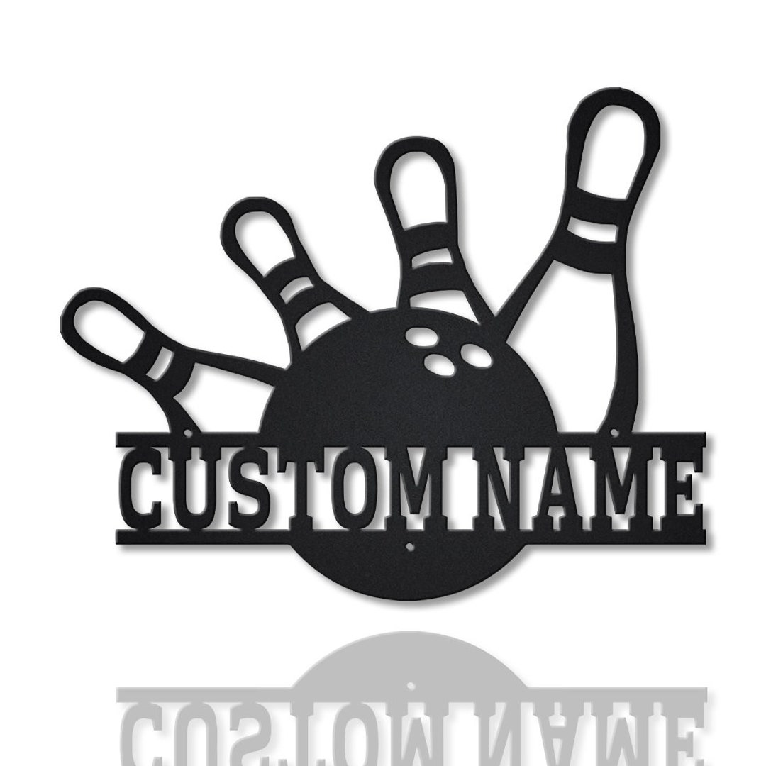 Bowling Monogram Metal Sign Art V3, Custom Bowling Metal Wall Art ...