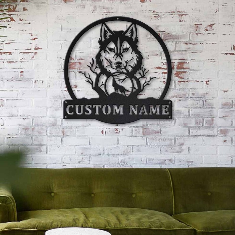 Custom Wolf Monogram Metal Sign Art Personalized Wolf - Etsy