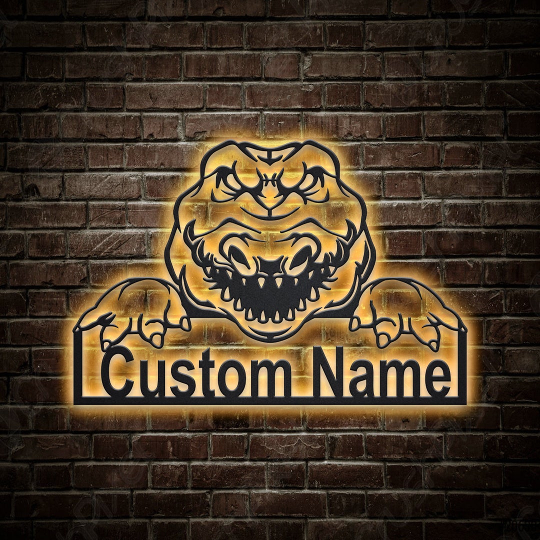 Alligator Metal Sign LED Lights, Custom Alligator Metal Sign, Alligator ...
