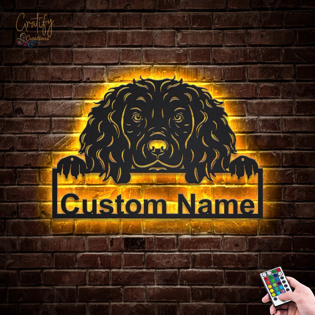 Boykin Spaniel Dog Metal Sign LED Lights, Custom Boykin Spaniel Metal ...