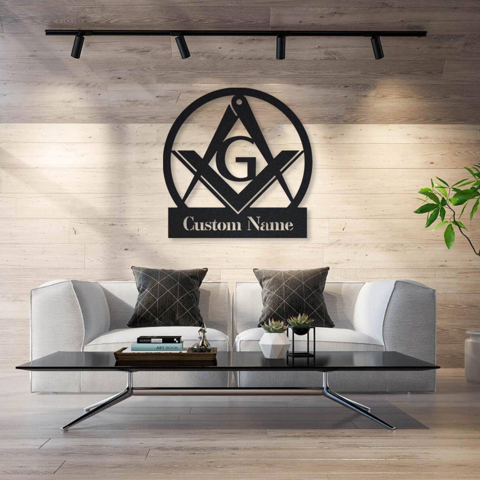 Masonic Monogram Metal Wall Art LED Lights Custom Masonic - Etsy