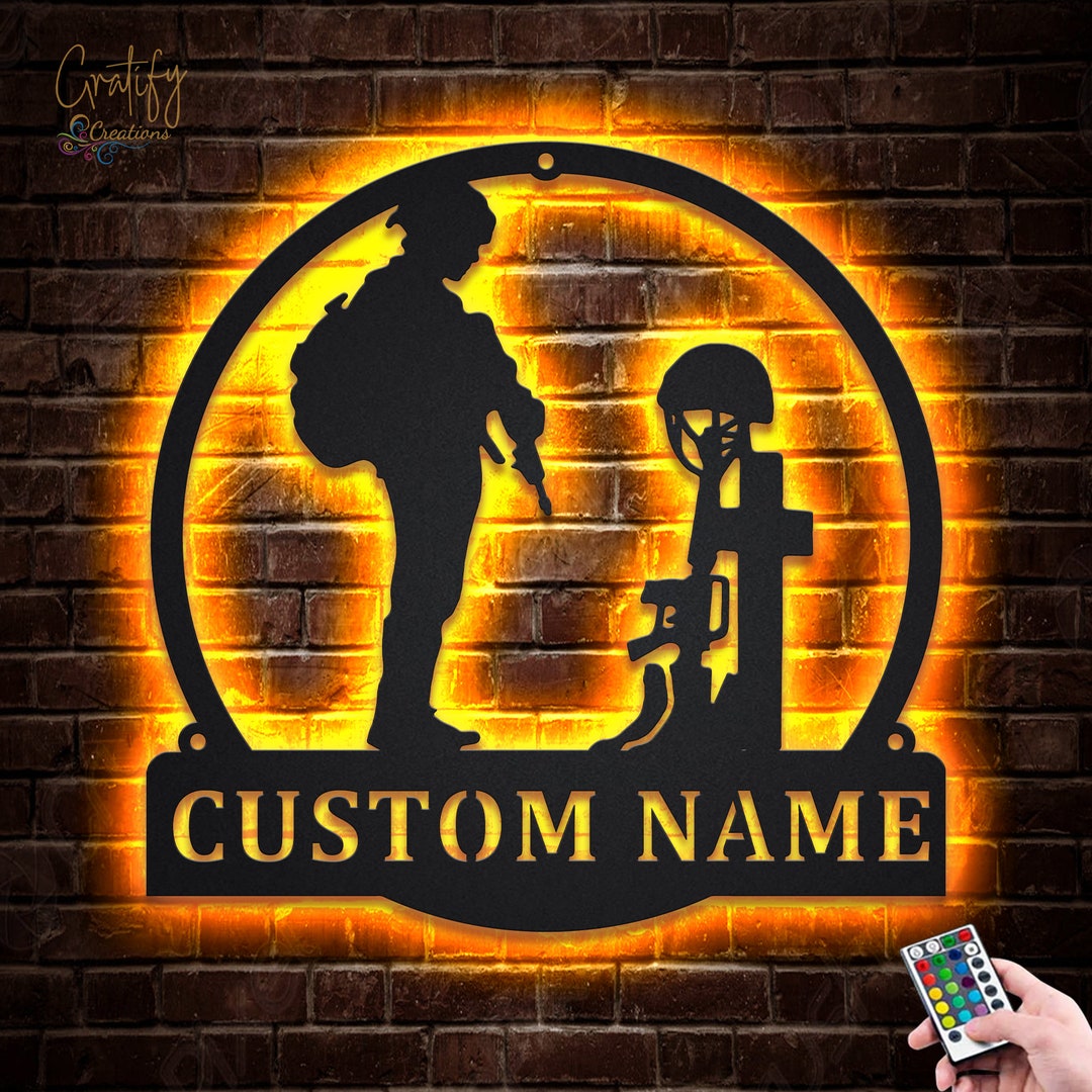 Fallen Soldiers Metal Sign LED Lights V5, Custom Fallen Soldiers Metal ...
