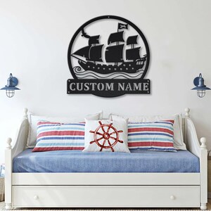 Sea Boats Metal Wall Art LED Lights V3, Custom Sea Boats Metal Signs ...