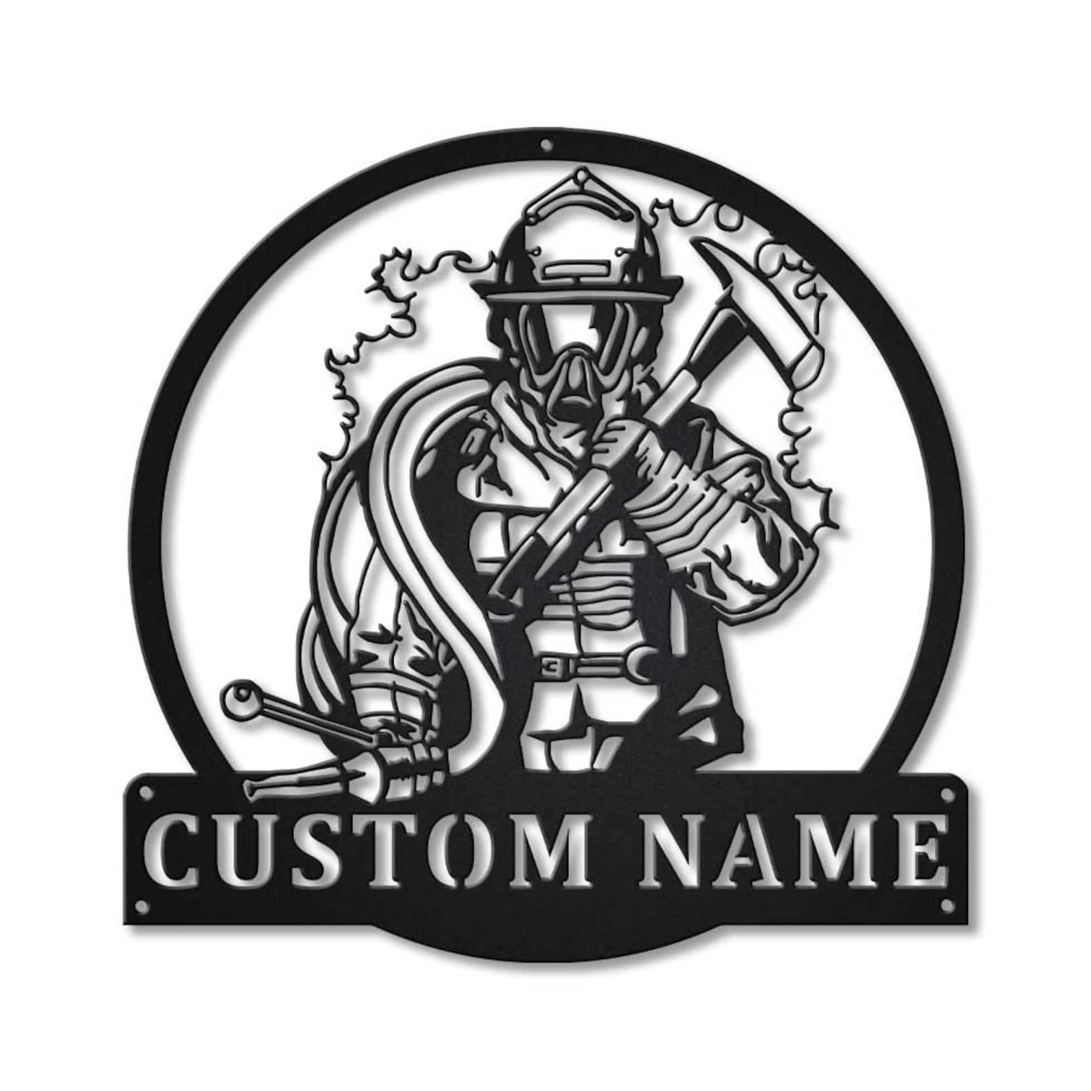 Custom Fireman Monogram Metal Wall Art With LED - Etsy
