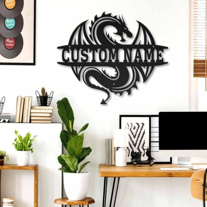 Custom Dragon Metal Wall Art | Personalized Laser Cut Dragon Sign - Etsy