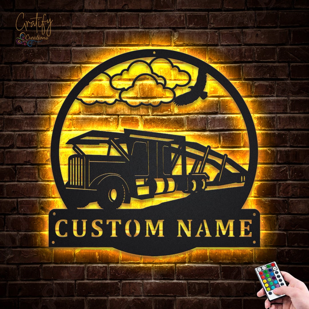 Car Hauler Truck Metal Sign LED Lights, Custom Truck Metal Sign ...