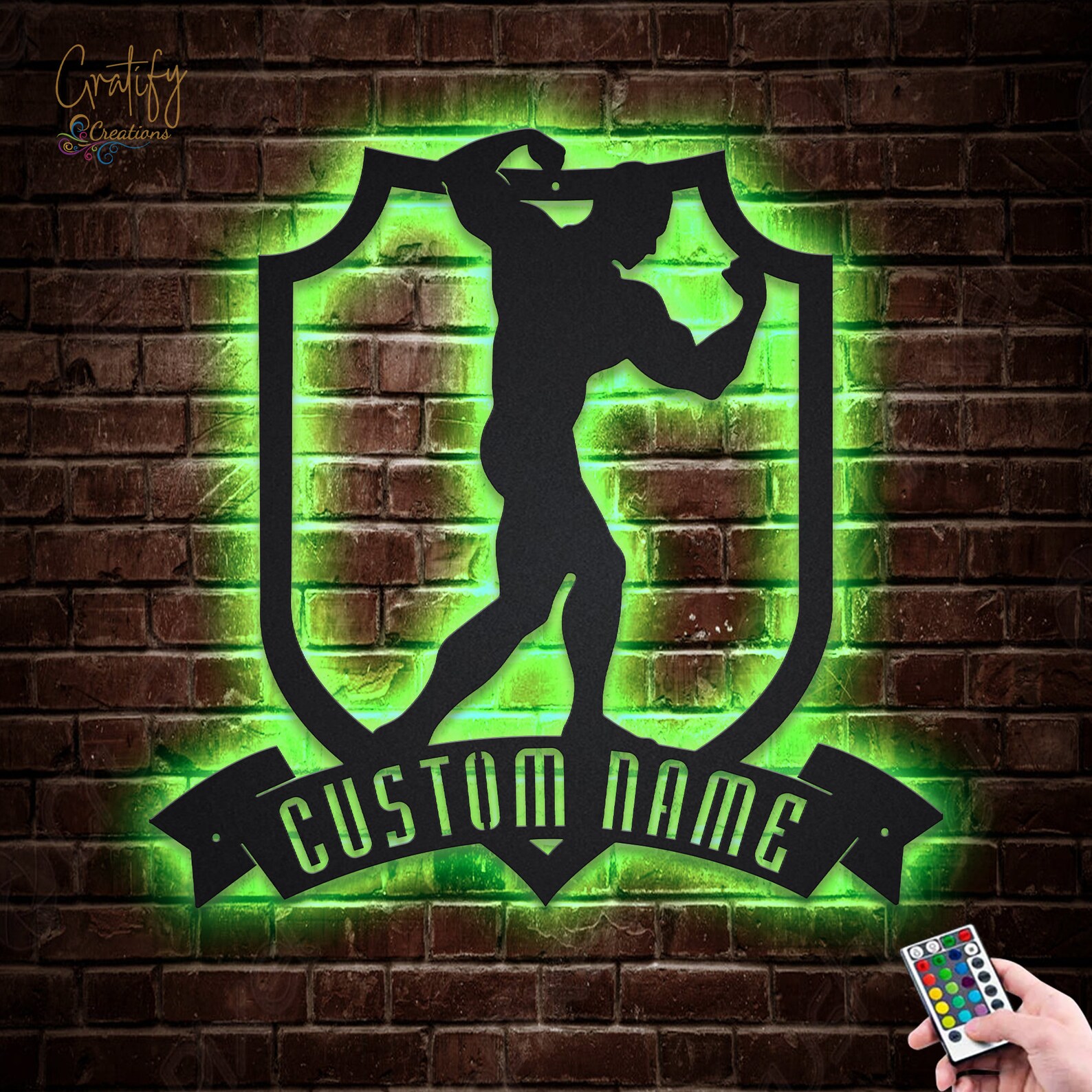 Male Bodybuilder Metal Sign LED Lights V2, Custom Bodybuilder Metal ...