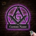 Masonic Monogram Metal Wall Art LED Lights, Custom Masonic Metal Sign ...