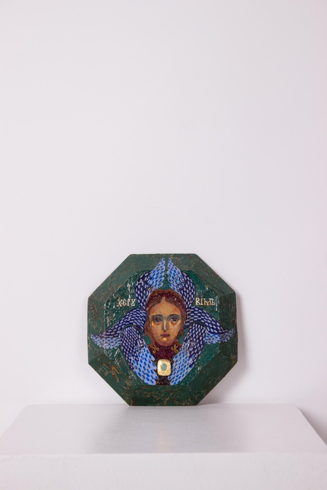 Angel Seraphim Icon, Hand-painted on Antique Wood, Religious Sacred Art ...