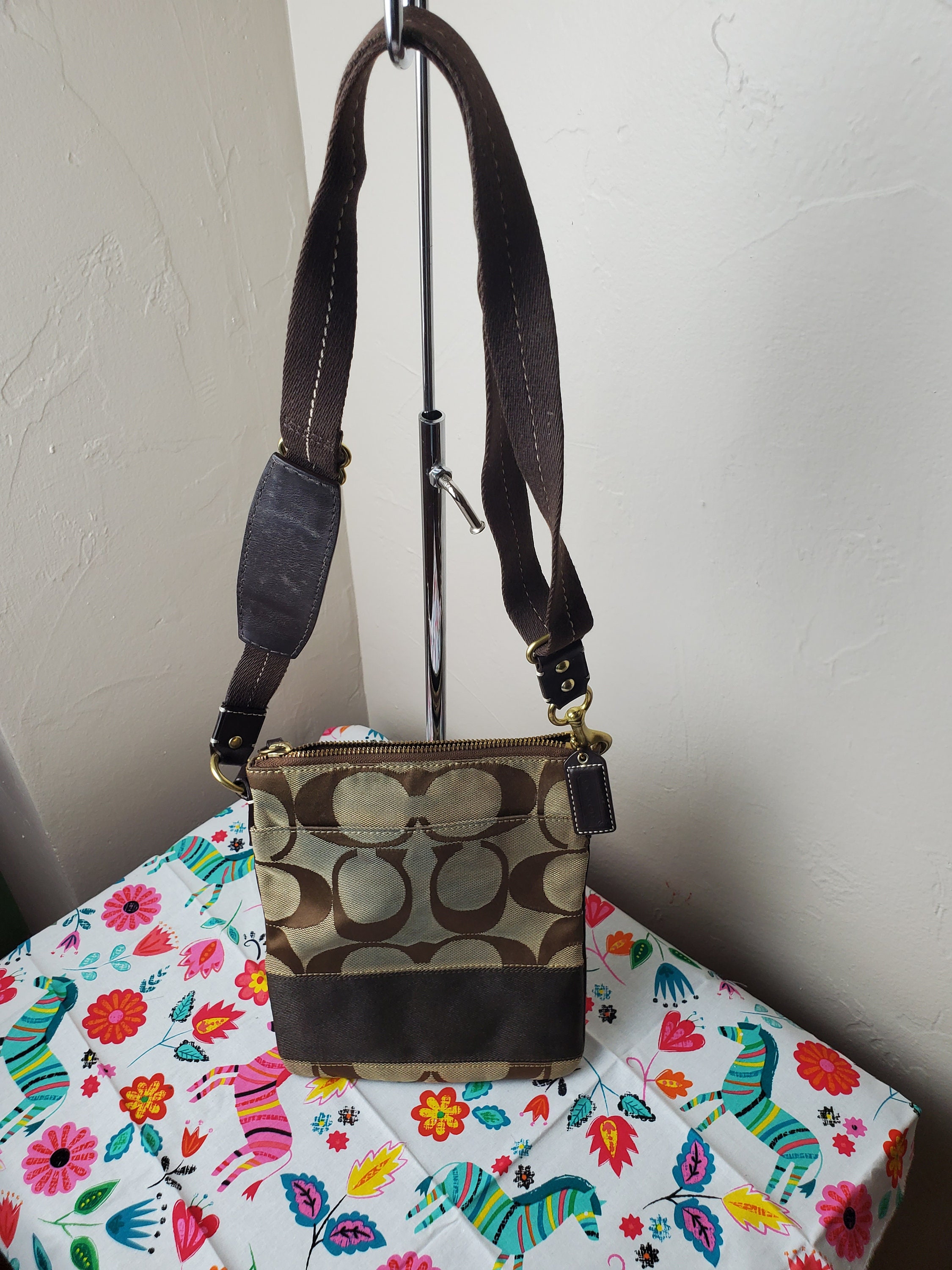 Vintage Coach Monogrammed Crossbody - Etsy