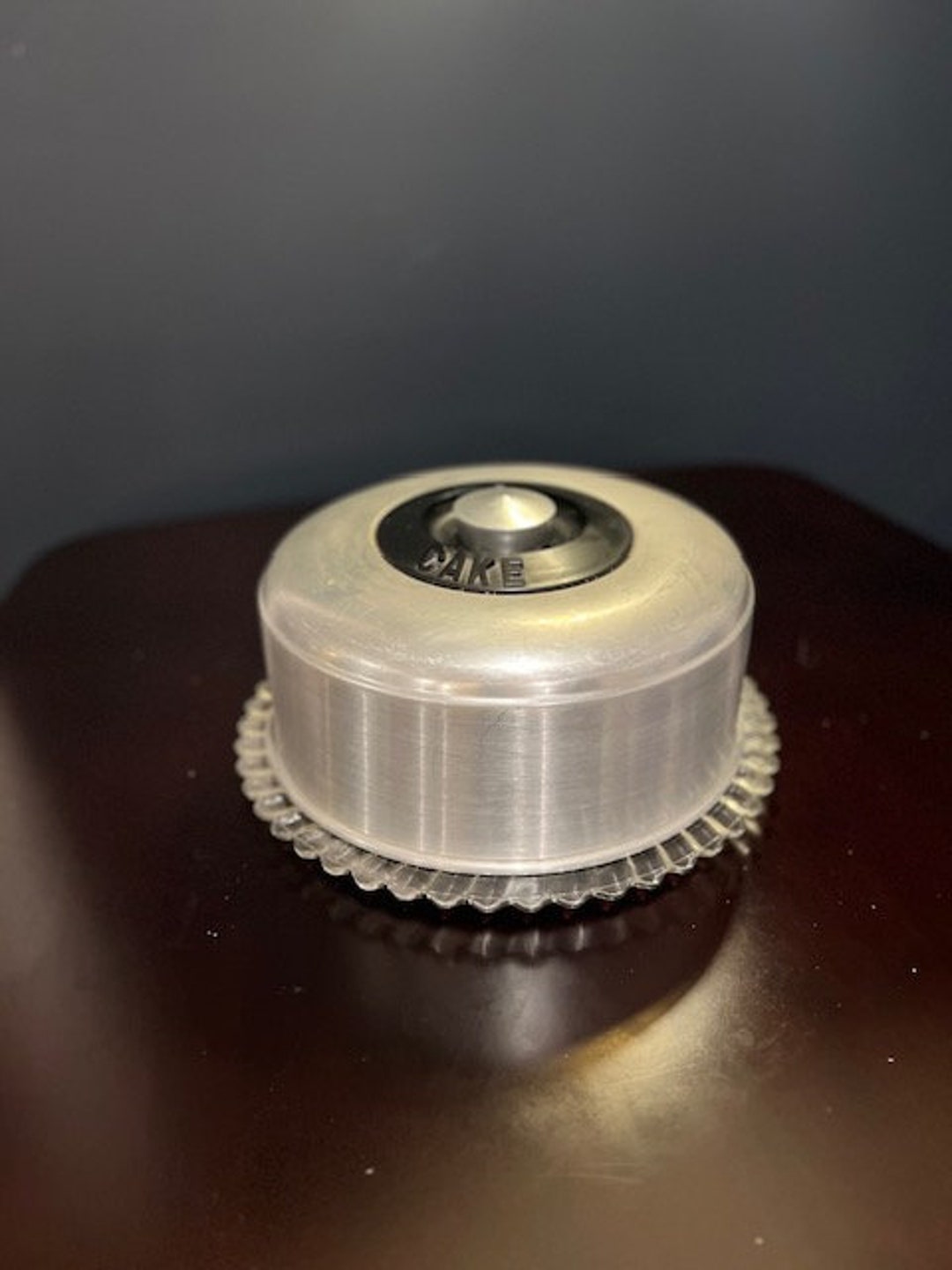 Kromex Aluminum Cake Saver Cover and Footed Glass Cake Plate MCM Chrome ...