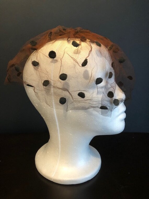 Lovely Vintage Brown Tulle Headpiece | Etsy