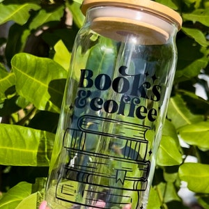 Books and Coffee Glass 16oz/20oz Glass Cup Libbey Cup Book - Etsy