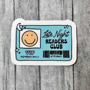 Late Night Readers Club Sticker, Water Bottle Sticker, Kindle Sticker ...