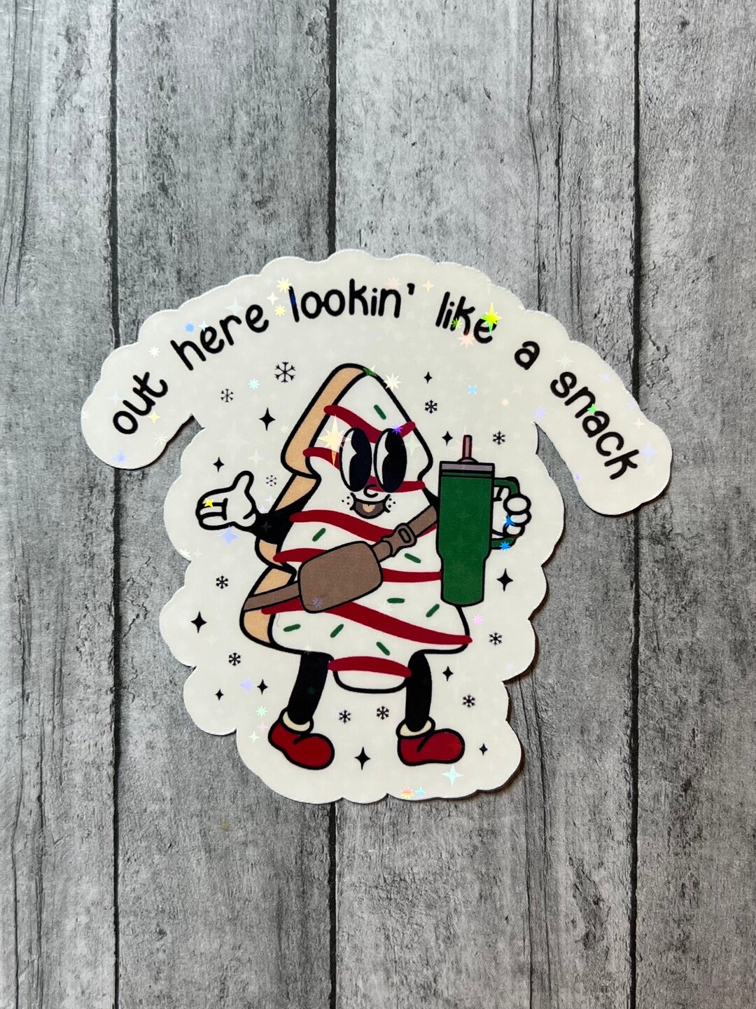 Cute Christmas Cake Sticker, Water Bottle Sticker, Kindle Sticker ...