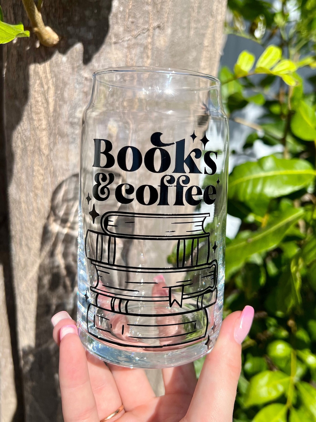 Books and Coffee Glass 16oz/20oz Glass Cup Libbey Cup Book - Etsy