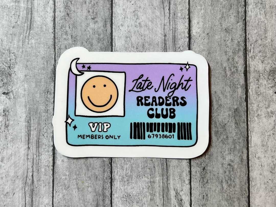 Late Night Readers Club Sticker, Water Bottle Sticker, Kindle Sticker ...