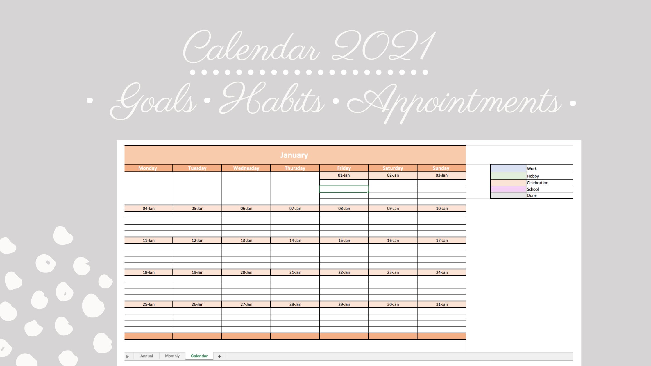 Monthly Calendar for Goals in 2021 - Etsy