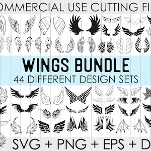 Wings Svg Bundleangel Wingswings Cut Filewing Svgangel | Etsy
