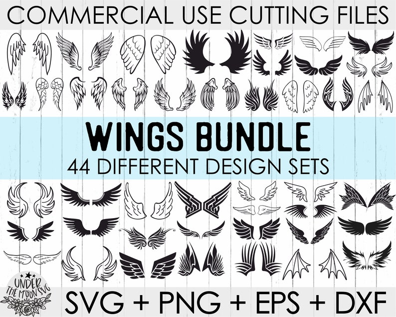 Wings Svg Bundleangel Wingswings Cut Filewing Svgangel | Etsy