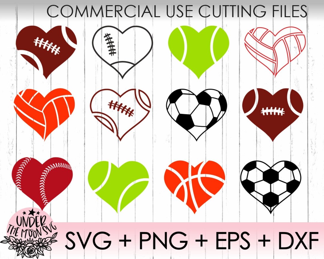Heart Ball Bundle SVG | Soccer Svg | Tennis Svg | Basketball Svg ...