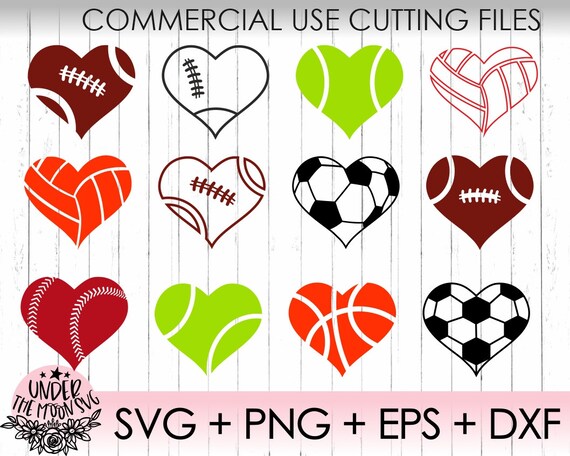 Heart Ball Bundle SVG Soccer Svg Tennis Svg Basketball | Etsy